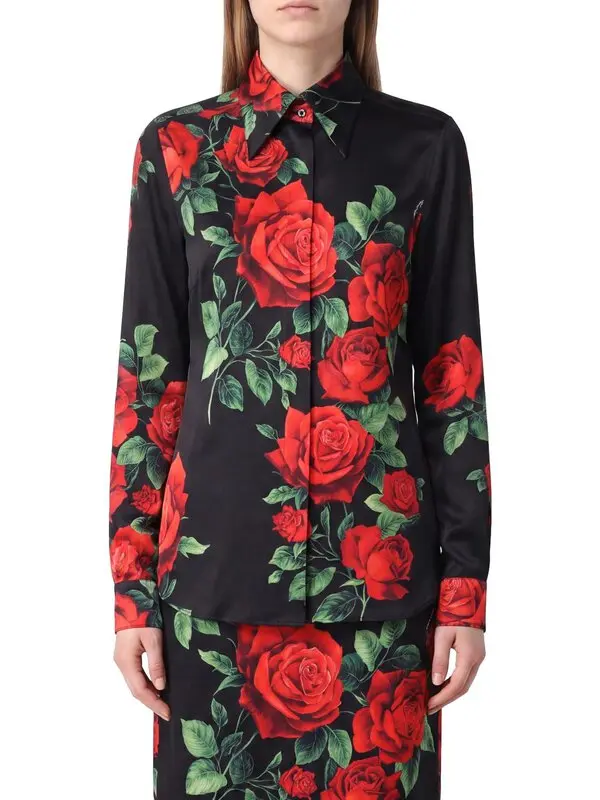 Dolce & Gabbana Rose Print Shirt - Black