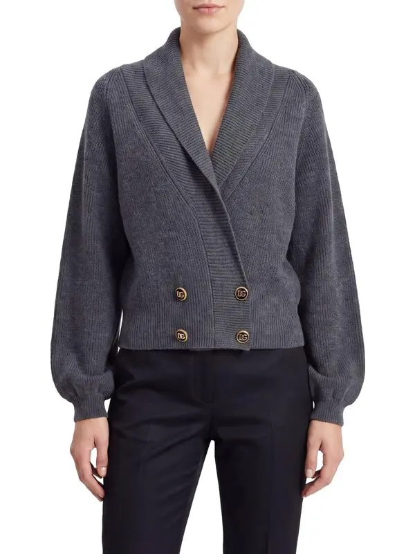 Dolce & Gabbana Double-breasted Wool Cardigan With Shawl Collar - Charcoal
