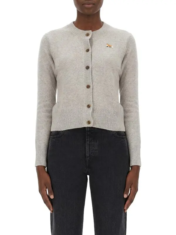 Maison Kitsuné Embroidered Cardigan - Grey