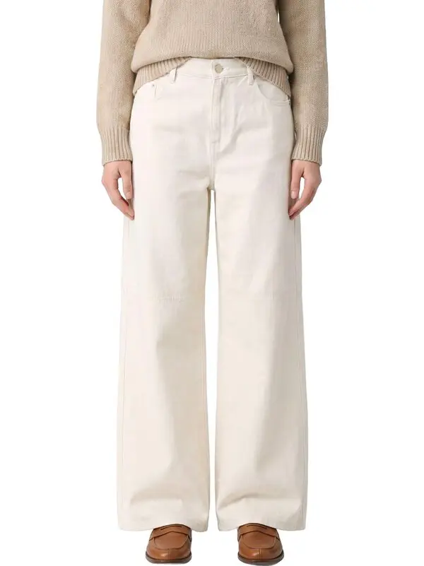 Max Mara High-waisted Wide-leg Jeans In Stretch Cotton Denim - White