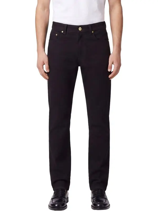Versace Skinny Fit Stretch Denim Jeans With Medusa Logo - Black