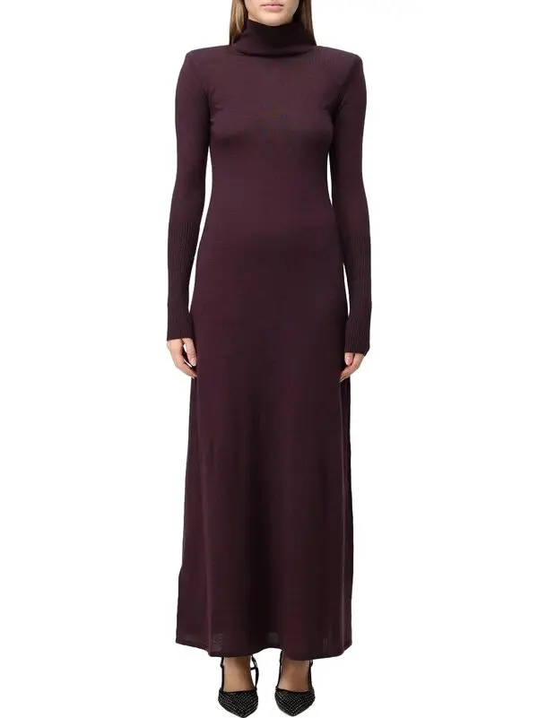 Pinko Turtleneck Wool Knit Midi Dress - Violet