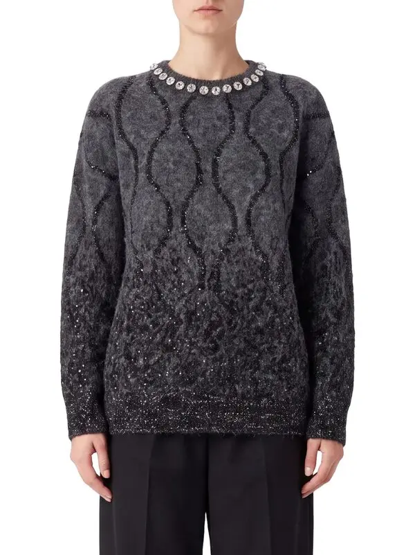 Pinko Embellished Pullover Sweater - Grey