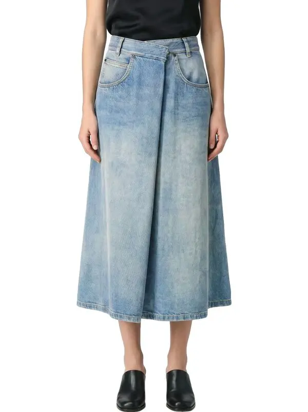 MAISON MARGIELA High-waisted A-line Denim Midi Skirt - Blue