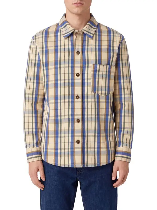 A.p.c. Long-sleeved Check Pattern Cotton Shirt - Yellow