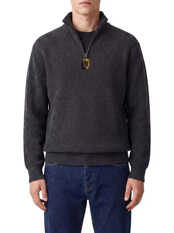 JW Anderson High-neck Half-zip Wool Blend Jumper - Grey
