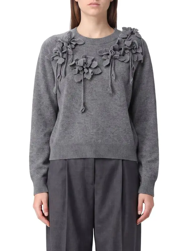 Alberta Ferretti Embellished Knit Pullover - Grey