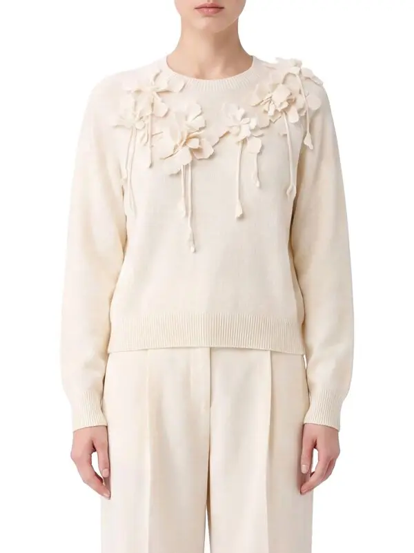 Alberta Ferretti Embellished Knit Pullover - White