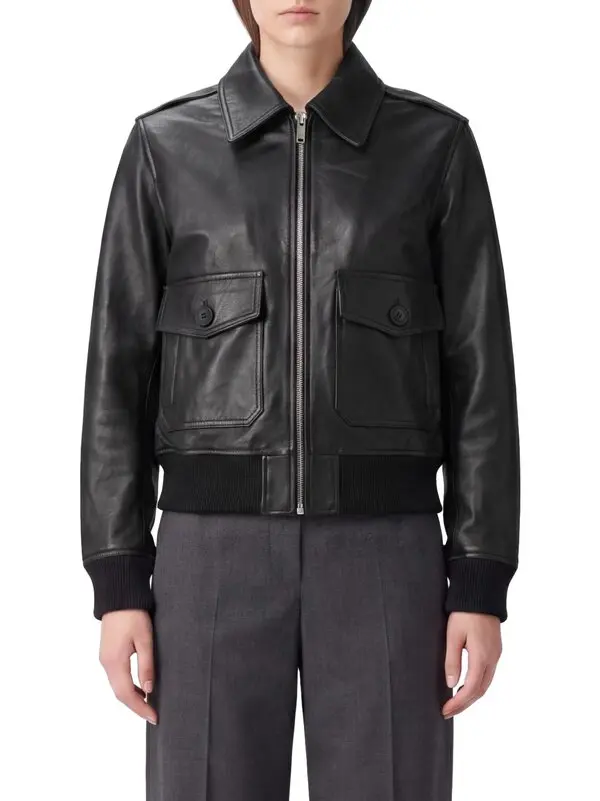 A.p.c. Cowhide Leather Bomber Jacket - Black