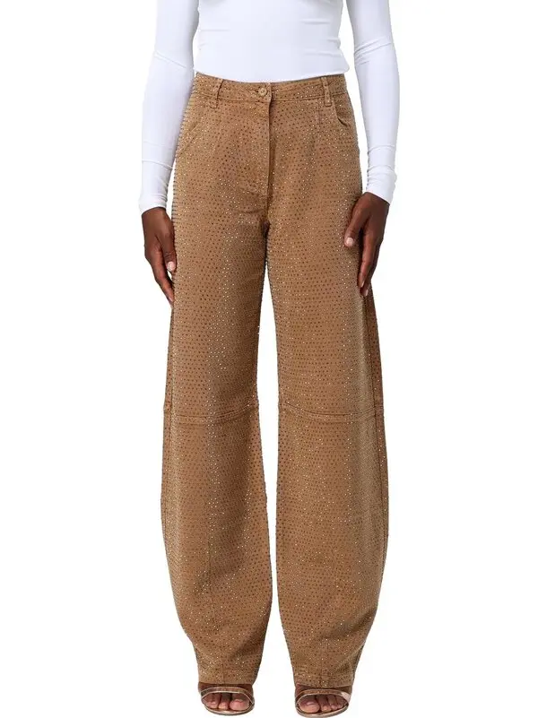 Elisabetta Franchi High-waist Baggy Jeans With Rhinestone Embellishments - Brown