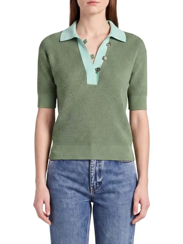 JW Anderson Cotton And Cashmere Polo Shirt - Mint