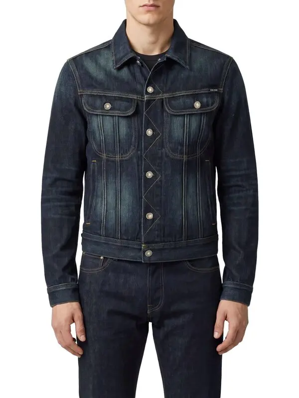 TOM FORD Stone-washed Denim Shirt Jacket With Contrast Stitching - Blue