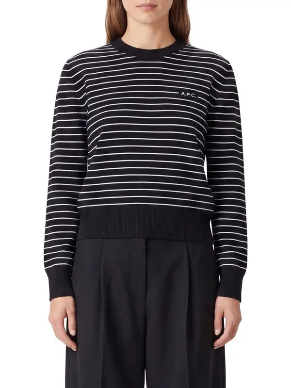 A.p.c. Striped Crew Neck Sweater - White
