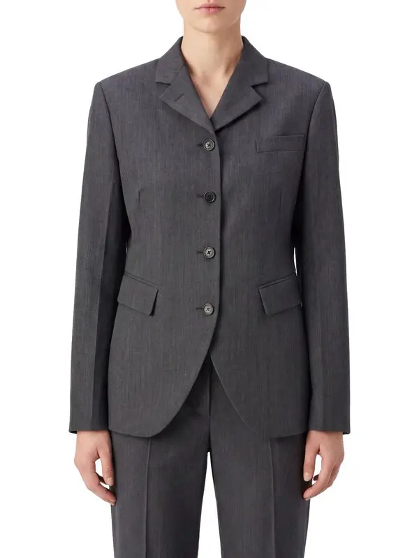 JIL SANDER Single-breasted Slim-fit Cropped Blazer In Wool And Mohair - Grey