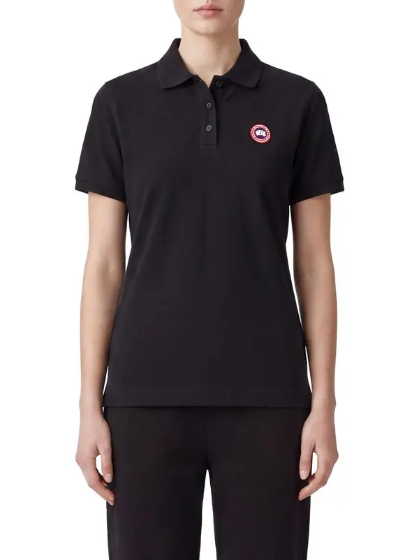 Canada Goose Slim Fit Cotton Polo Shirt With Contrast Logo - Black