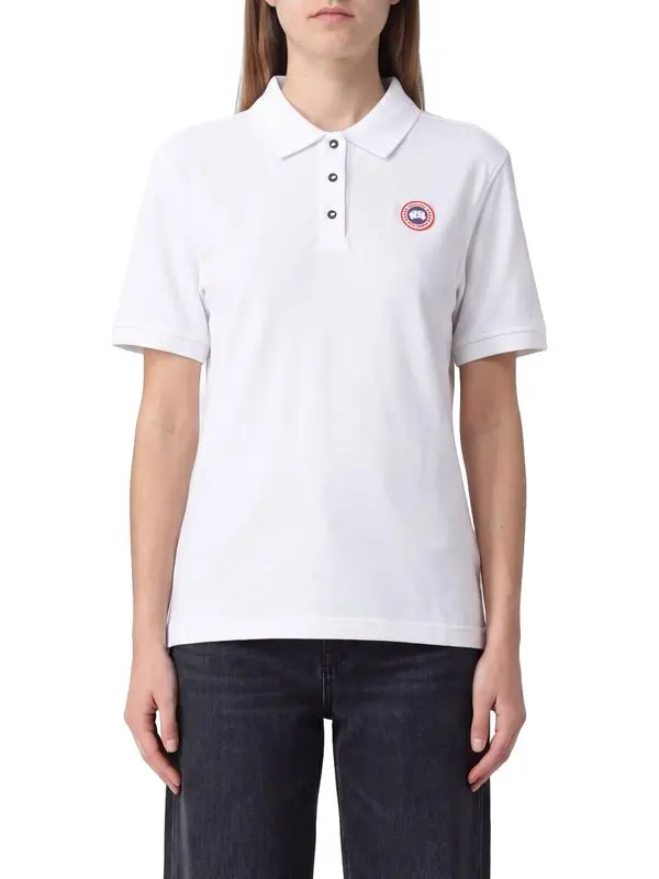 Canada Goose Slim Fit Cotton Polo Shirt With Contrast Logo - White