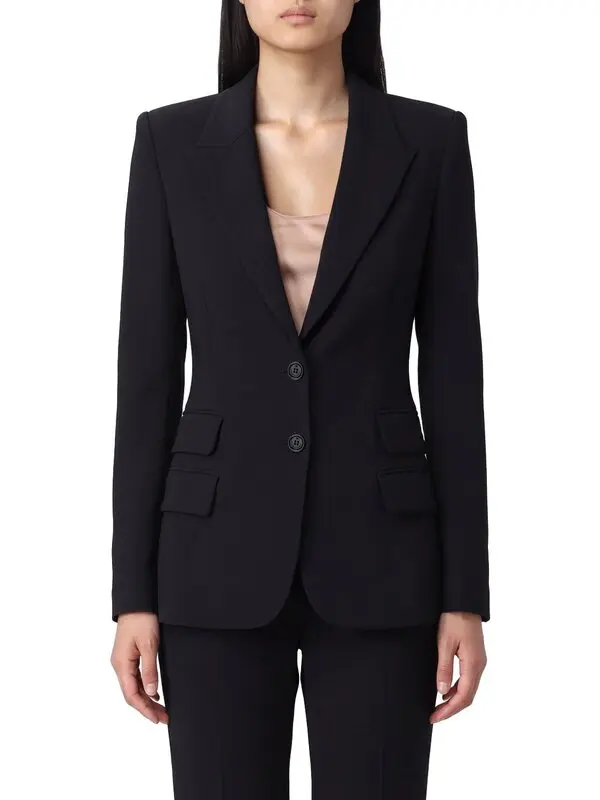 Elisabetta Franchi Slim Fit Peaked Lapel Blazer - Black
