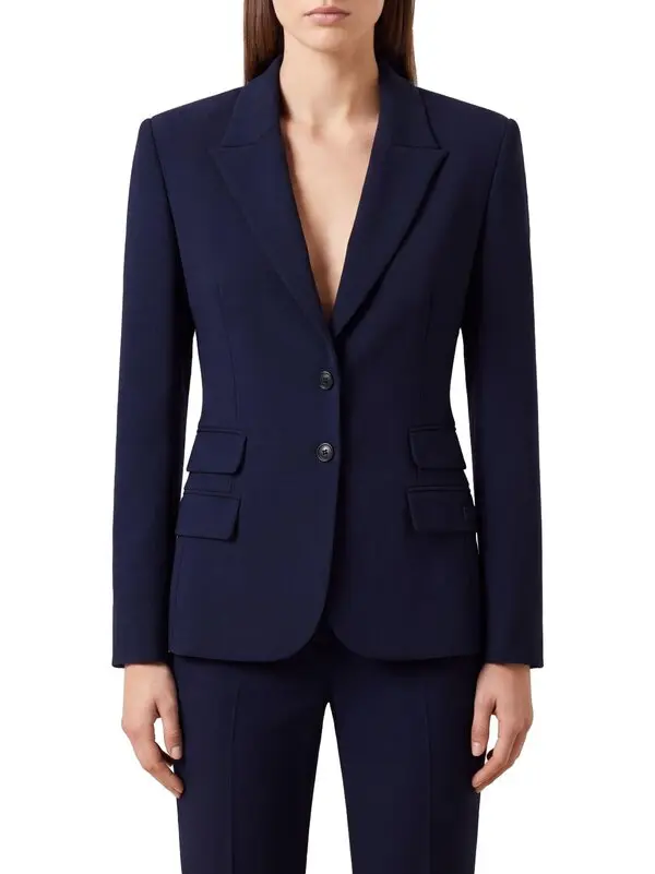 Elisabetta Franchi Slim Fit Peaked Lapel Blazer - Blue