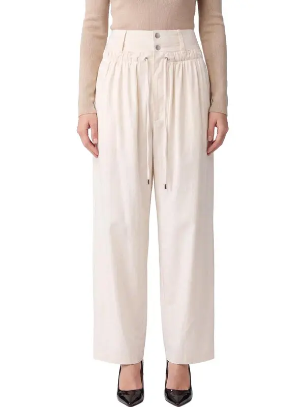 Isabel Marant Étoile High-waisted Wide-leg Trousers With Drawstring - Ecru
