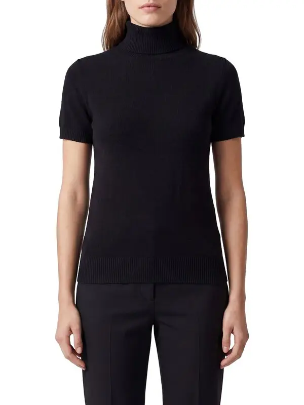 ALLUDE Ribbed Turtleneck Sweater - Black