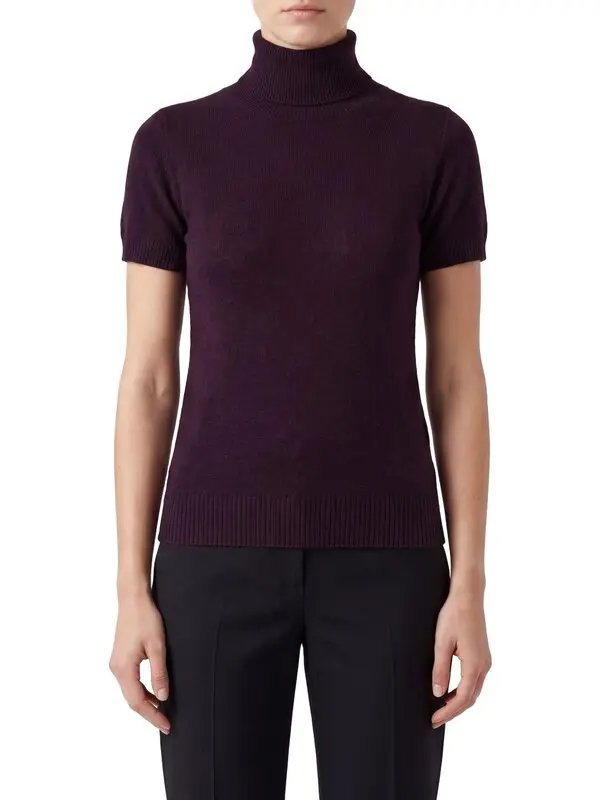 ALLUDE Ribbed Turtleneck Sweater - Plum