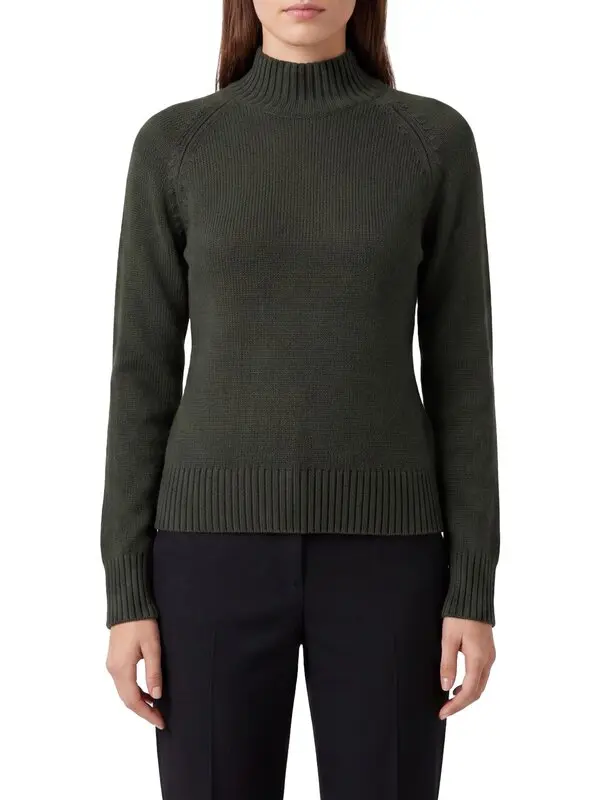 ALLUDE Slim Fit Long-sleeved Cashmere Mock Neck Jumper - Green
