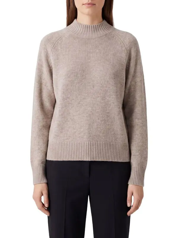ALLUDE Slim Fit Long-sleeved Cashmere Mock Neck Jumper - Grey
