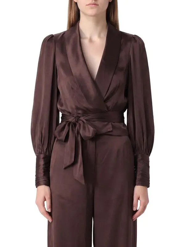 Zimmermann Draped Wrap Blouse - Cocoa