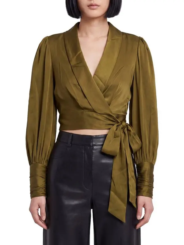 Zimmermann Draped Wrap Blouse - Olive