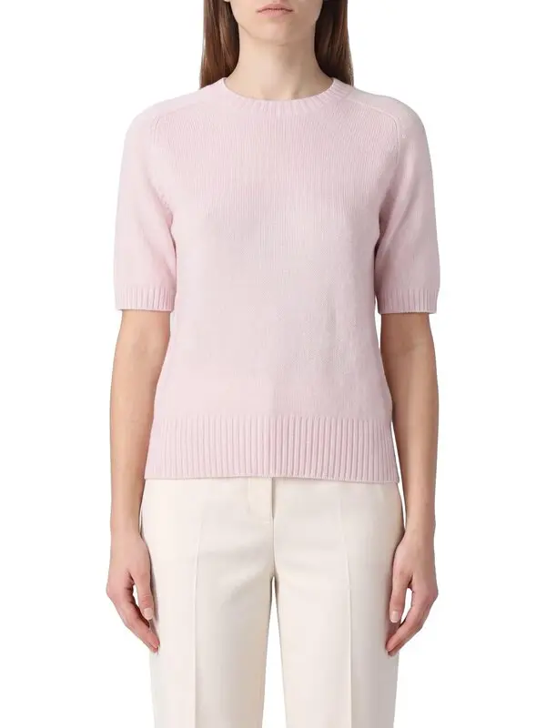ALLUDE Short-sleeved Cashmere Crewneck Jumper - Pink
