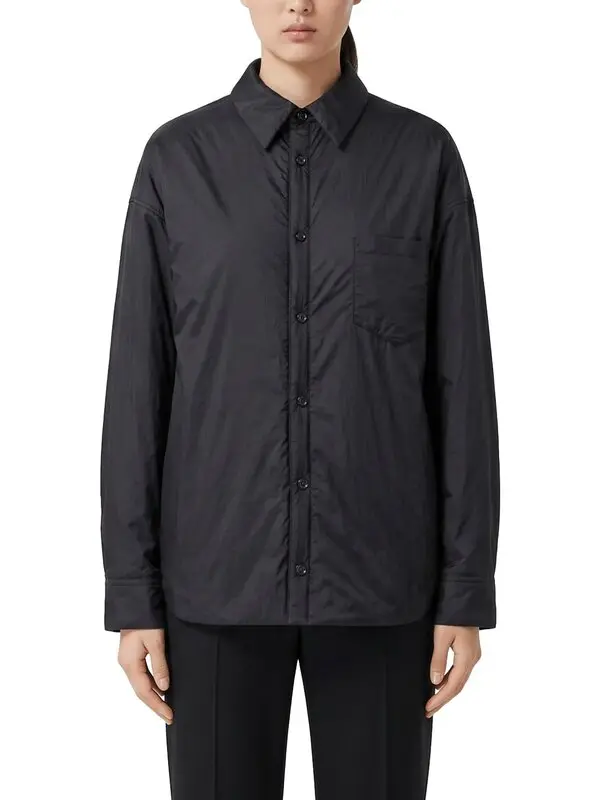 MAISON MARGIELA Nylon Shirt Jacket With White Stitch Detail - Black