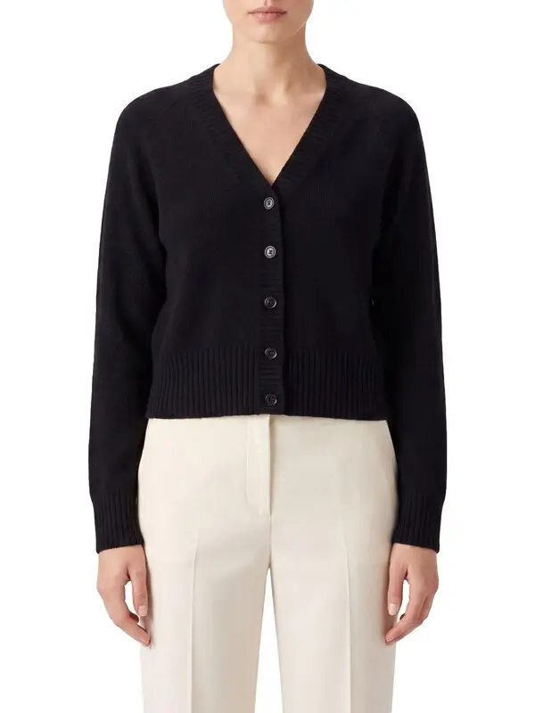 ALLUDE V-neck Button-front Cardigan - Black