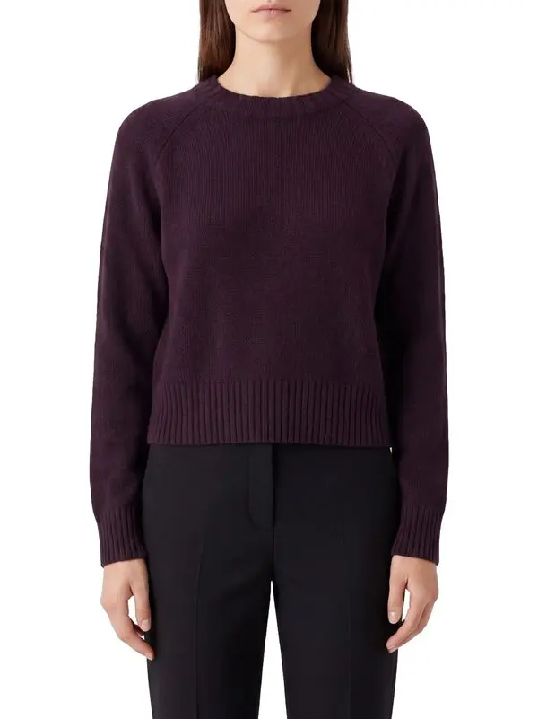 ALLUDE Long-sleeved Cashmere Crewneck Jumper With Ribbed Hem - Plum