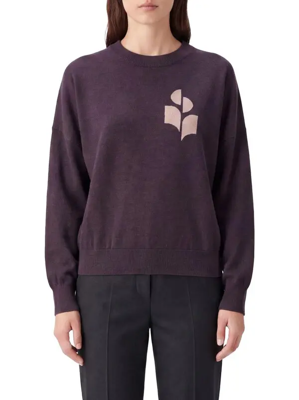 Isabel Marant Étoile Jacquard Logo Cotton And Wool Crewneck Jumper - Cocoa