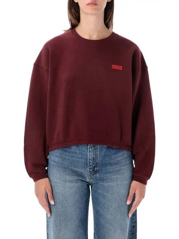 American Vintage Cotton Crewneck Sweatshirt - Burgundy