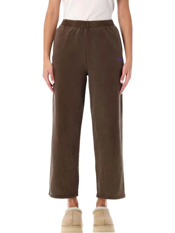 American Vintage Straight-leg Cotton Jogging Trousers With Elastic Waist And Drawstring - Brown
