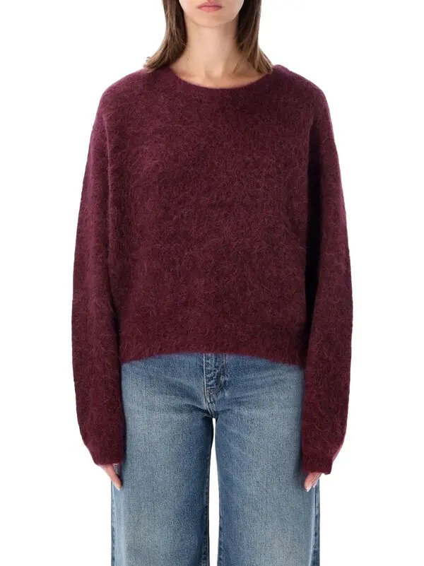 American Vintage Relaxed Fit Alpaca Wool Crewneck Jumper - Burgundy