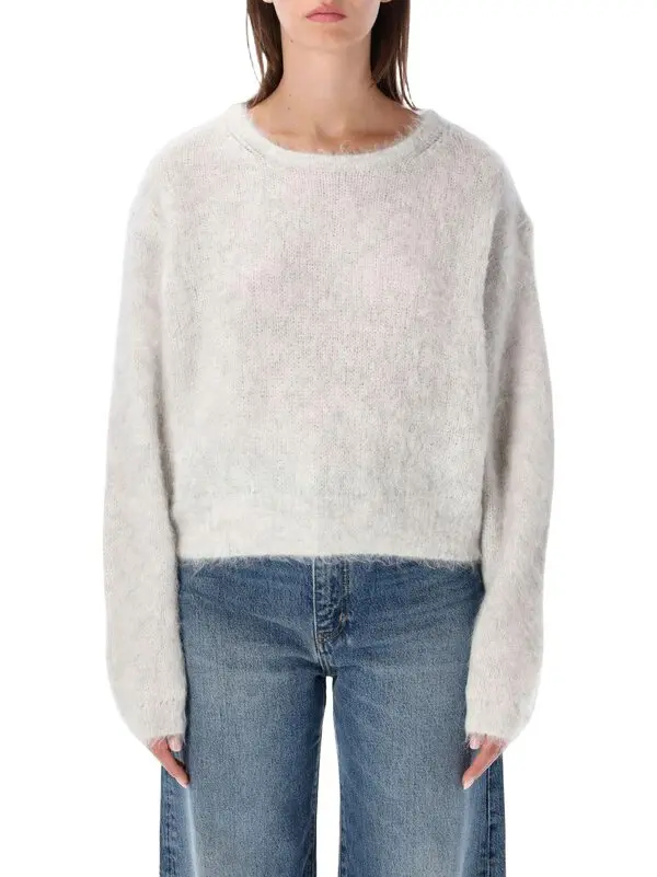 American Vintage Relaxed Fit Alpaca Wool Crewneck Jumper - Ice