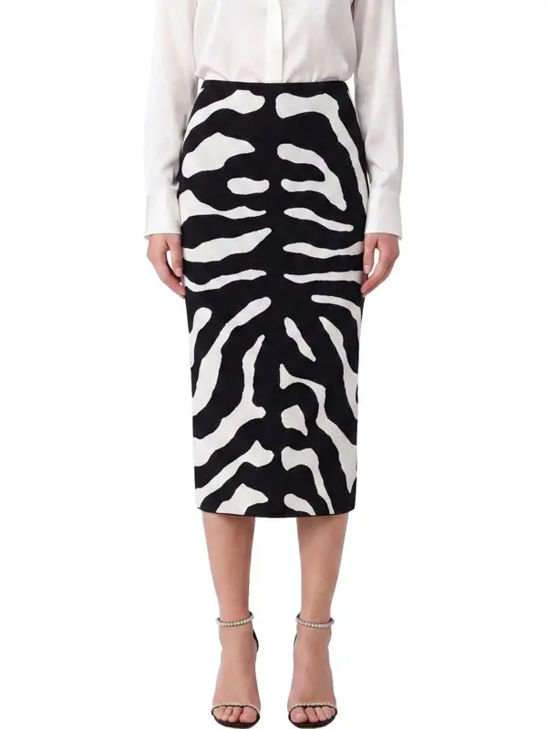 Moschino Zebra-print Mohair Blend Knit Midi Pencil Skirt - Black