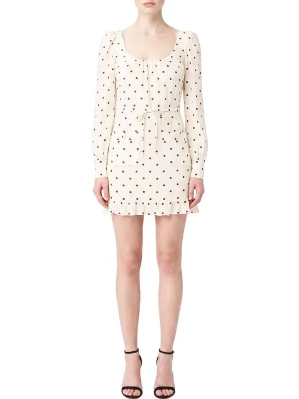 Alessandra Rich Polka Dot Silk Mini Dress - Cream