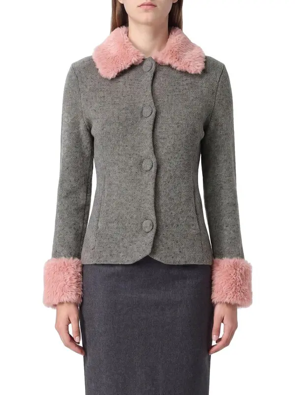 Moschino Knitted Fur Trimmed Sweater - Grey