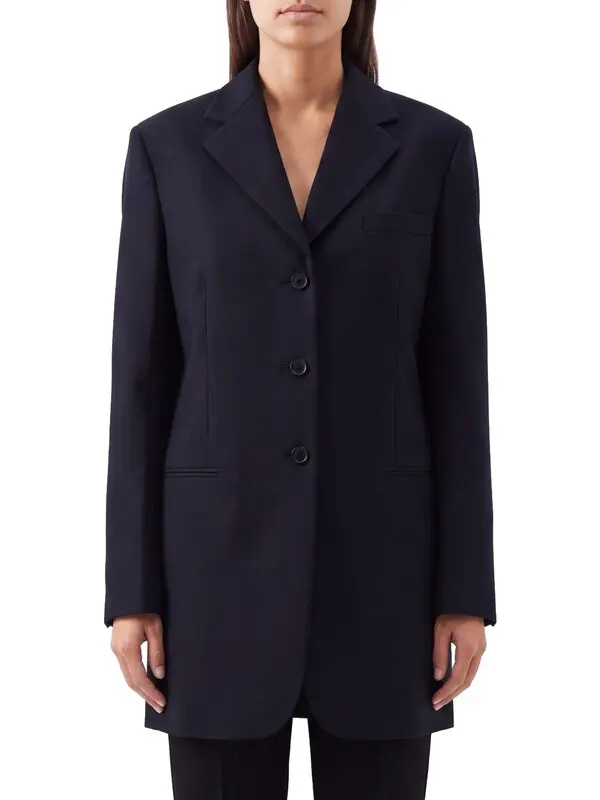 JIL SANDER Knee-length Single-breasted Blazer In Virgin Wool And Mohair - Blue