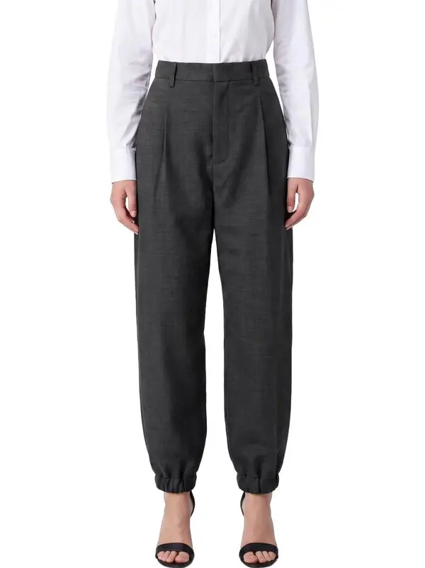 Moschino Pleated High-waisted Baggy Trousers In Virgin Wool - Grey