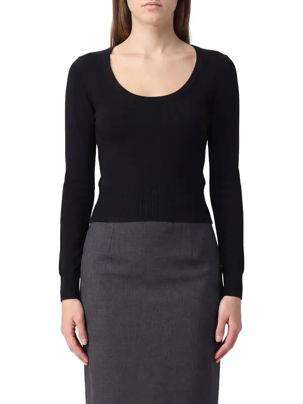 Moschino Slim Fit Viscose Blend Jumper With U-neck - Black