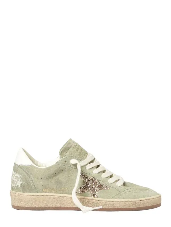 GOLDEN GOOSE Ball Star Suede Sneakers With Glitter Details - Green