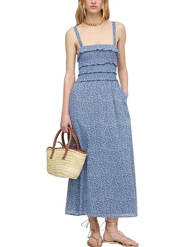 Hill House Home The Annaliese Nap Dress - Cornflower Ditsy Thistle