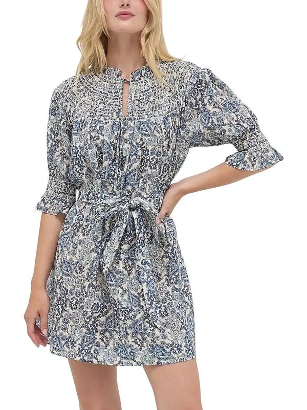Hill House Home The Zinnia Mini Dress - Chedworth Paisley Blue