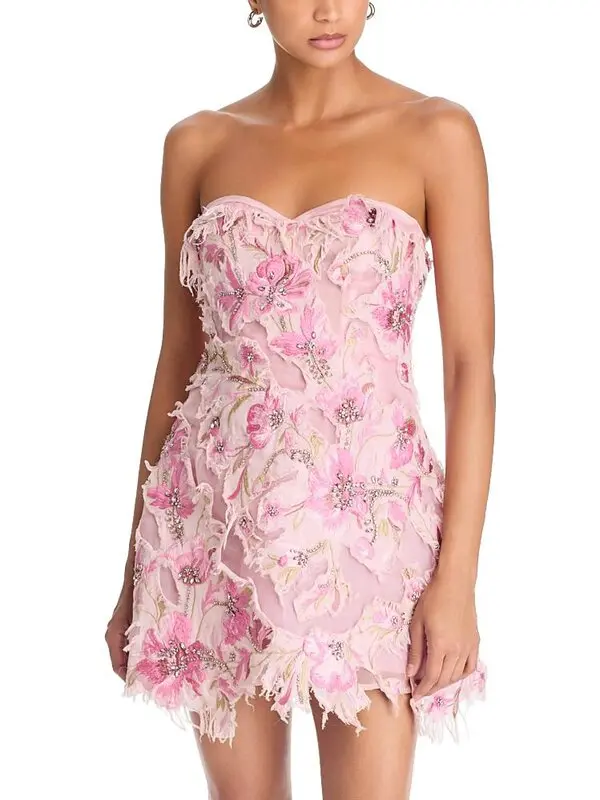 LoveShackFancy Embellished Mini Dress - Mulberry Mauve