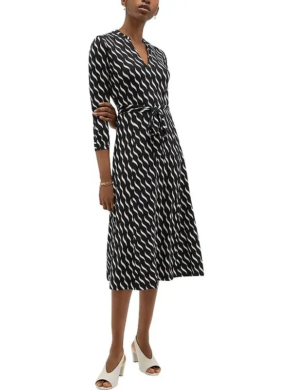 HOBBS LONDON Petite Theodora V Neck Jersey Dress - Navy Ivory