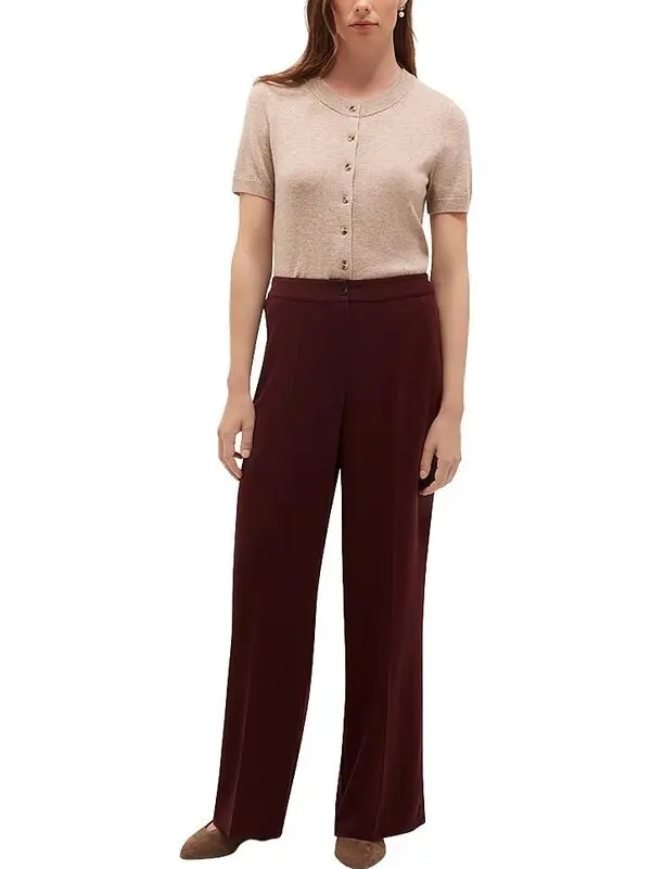 HOBBS LONDON Hadley Mid Rise Wide Leg Trousers - Fig Purple